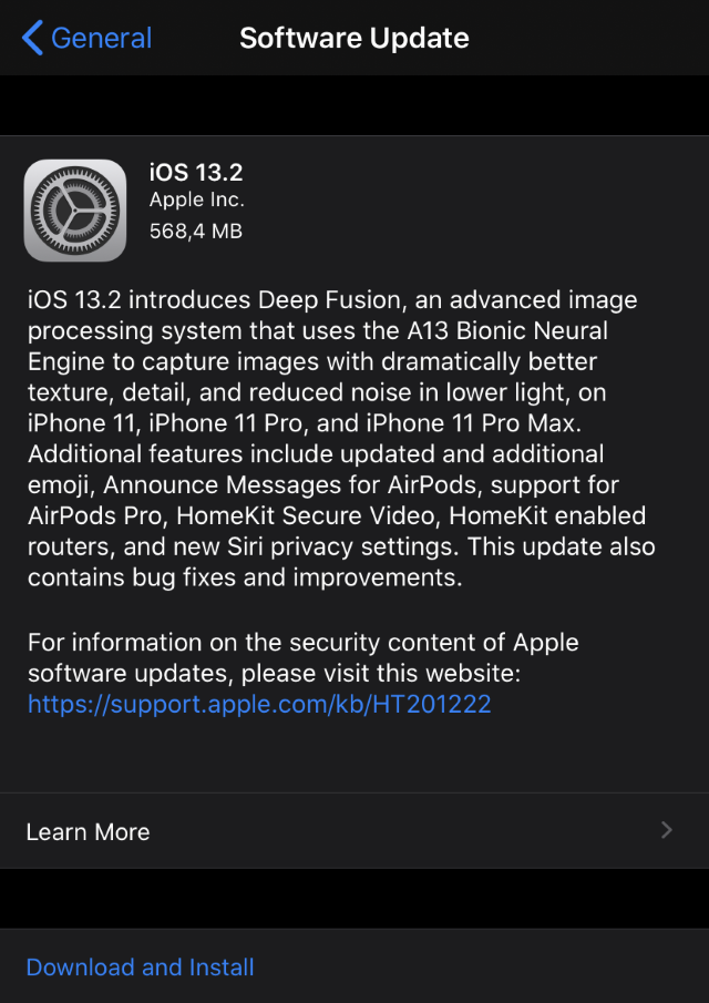 Actualización para iOS 13.2 ya disponible | NKSistemas